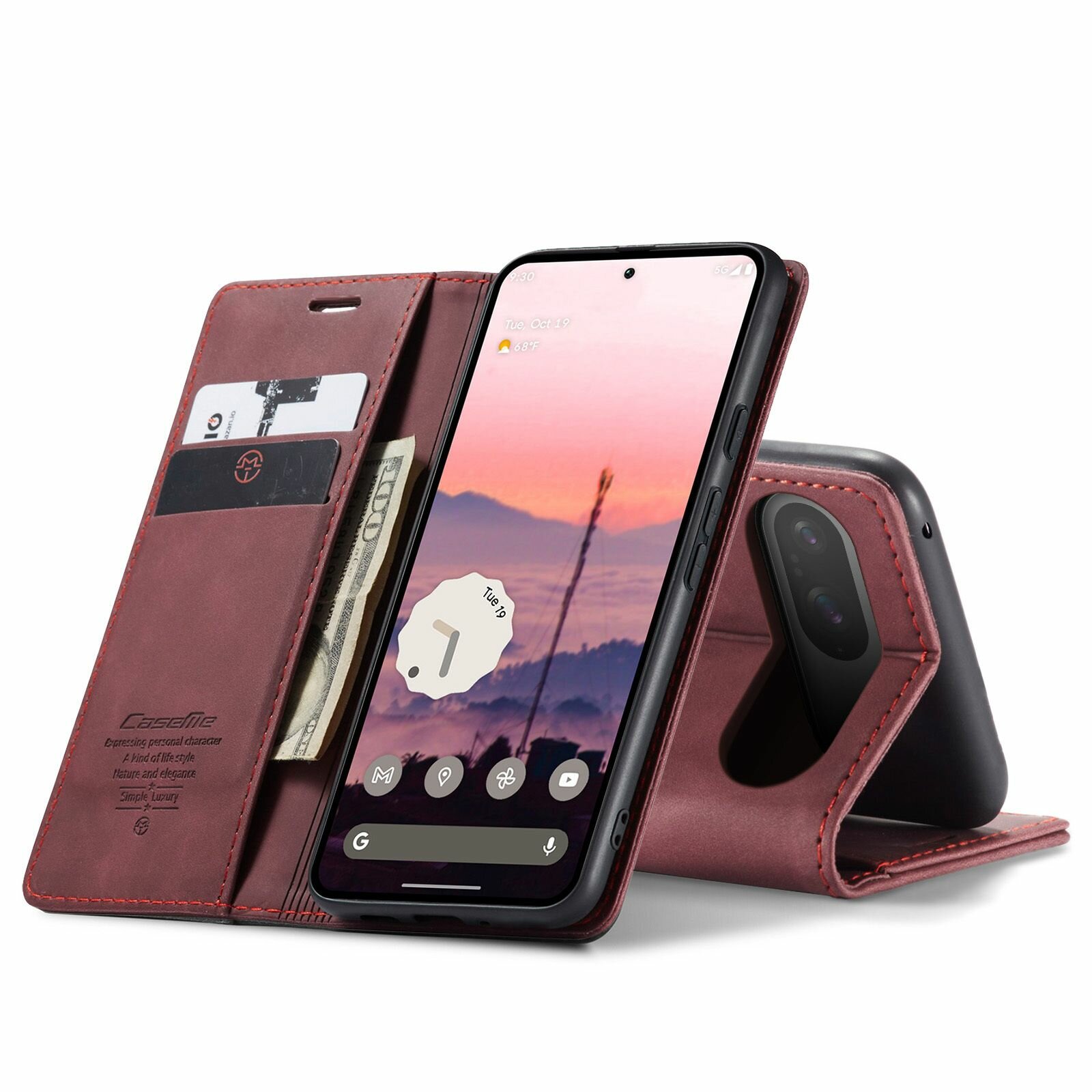 Чехол-книжка CaseMe Matte Google Pixel 10/10 Pro бордовый