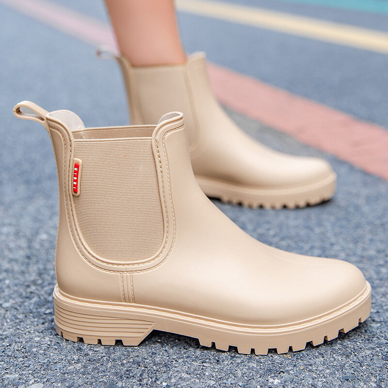 Женские резиновые туфли, короткие ботинки челси, легкие нескользящие резиновые сапоги, сапоги для воды, галоши, резиновая обувь для женщинРазмер обуви. EU:41