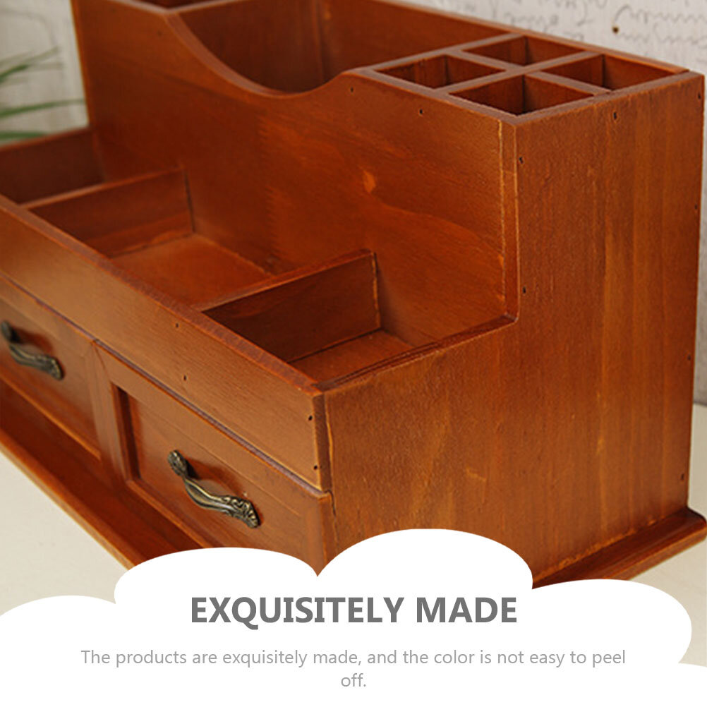 Органайзер из сосны коричневый с ящиками для хранения косметики для дома