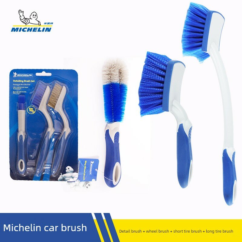 Комплект из 4 щеток Michelin для детейлинга авто, включает варианты для разных потребностей в очистке