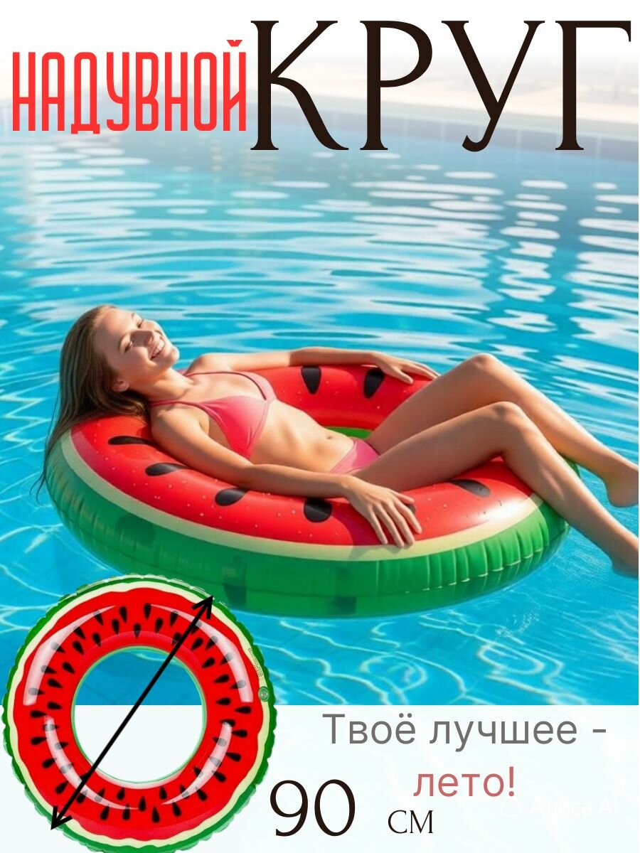 Надувной круг для плавания, яркий арбуз, 90 см