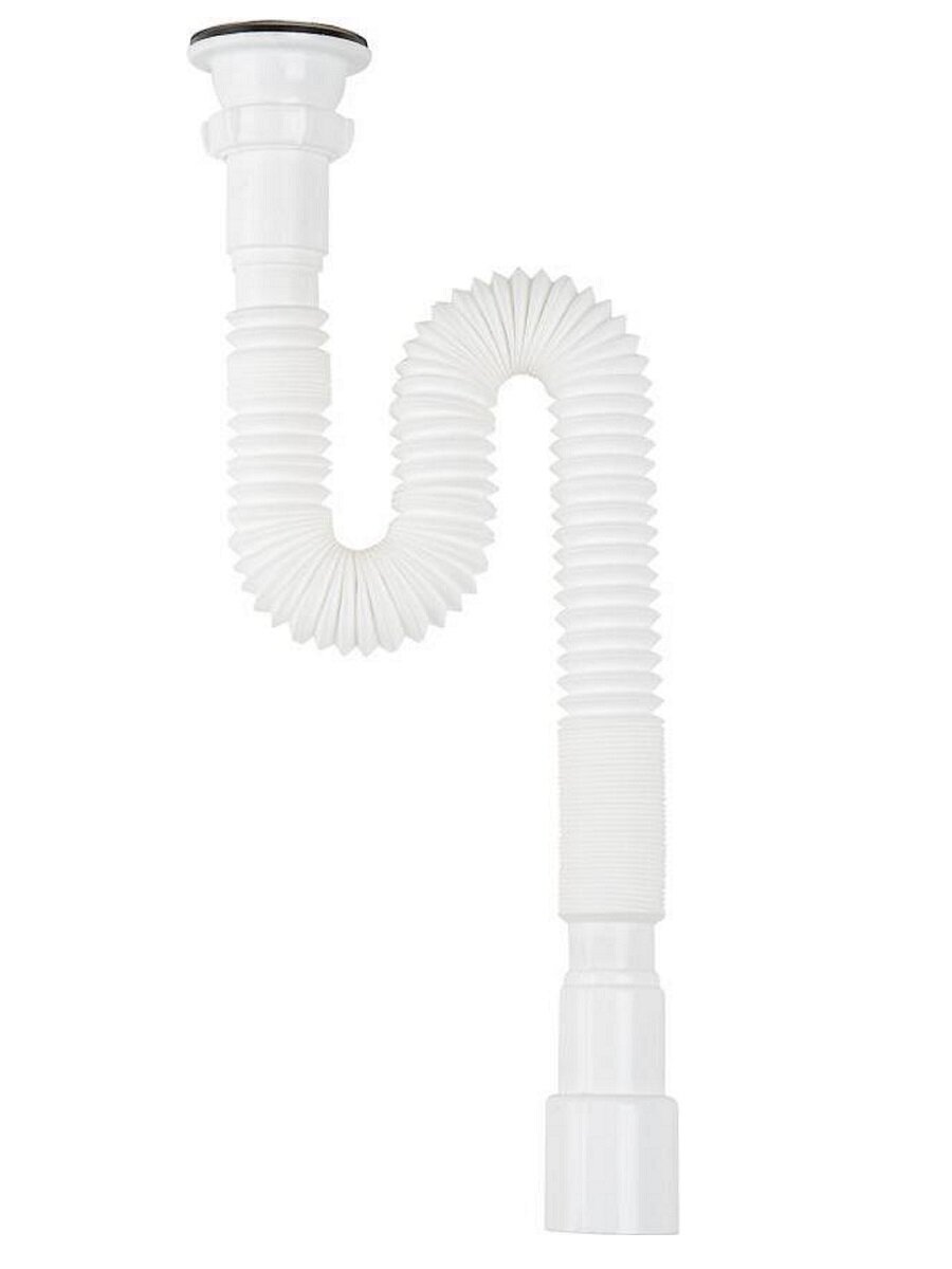 Сифон гофрированный 1 1/2"х40/50 (гофросифон) с металлической решеткой 385-755 мм Aquant F103-60-MR