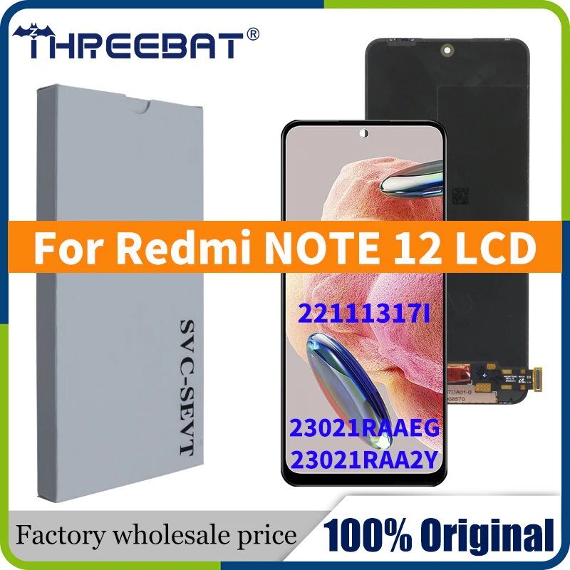 Оригинальный ЖК-экран 6,67 дюйма для Xiaomi Redmi Note 12 4G 23021RAAEG, сенсорный планшет Pantalla для Redmi Note 12 5G 22111317I, дисплей