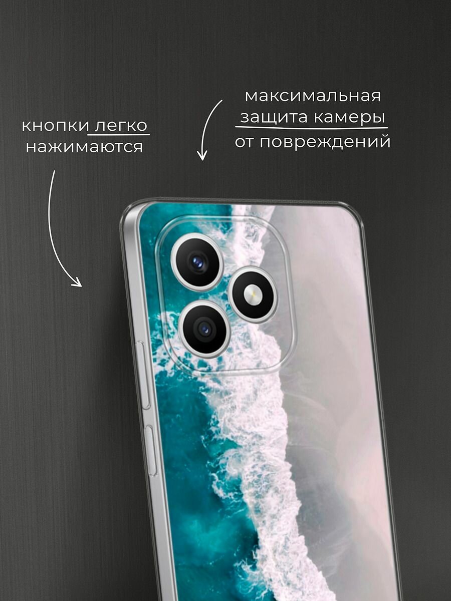 Силиконовый чехол на Honor X8d / Хонор X8d с принтом Бирюзовые волны — фото 1
