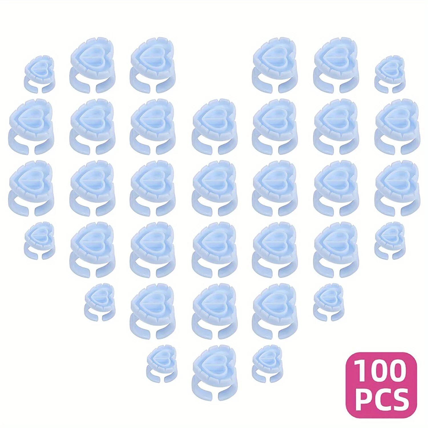 Держатели для клея ресниц, голубые, 100 шт