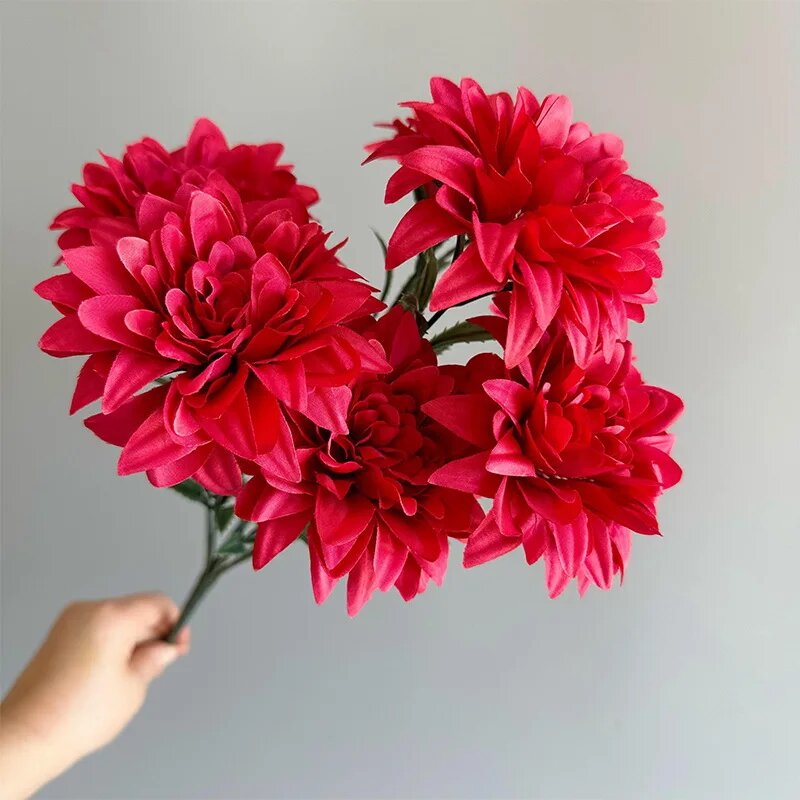 Искусственные георгины Red, букет из 7 головок