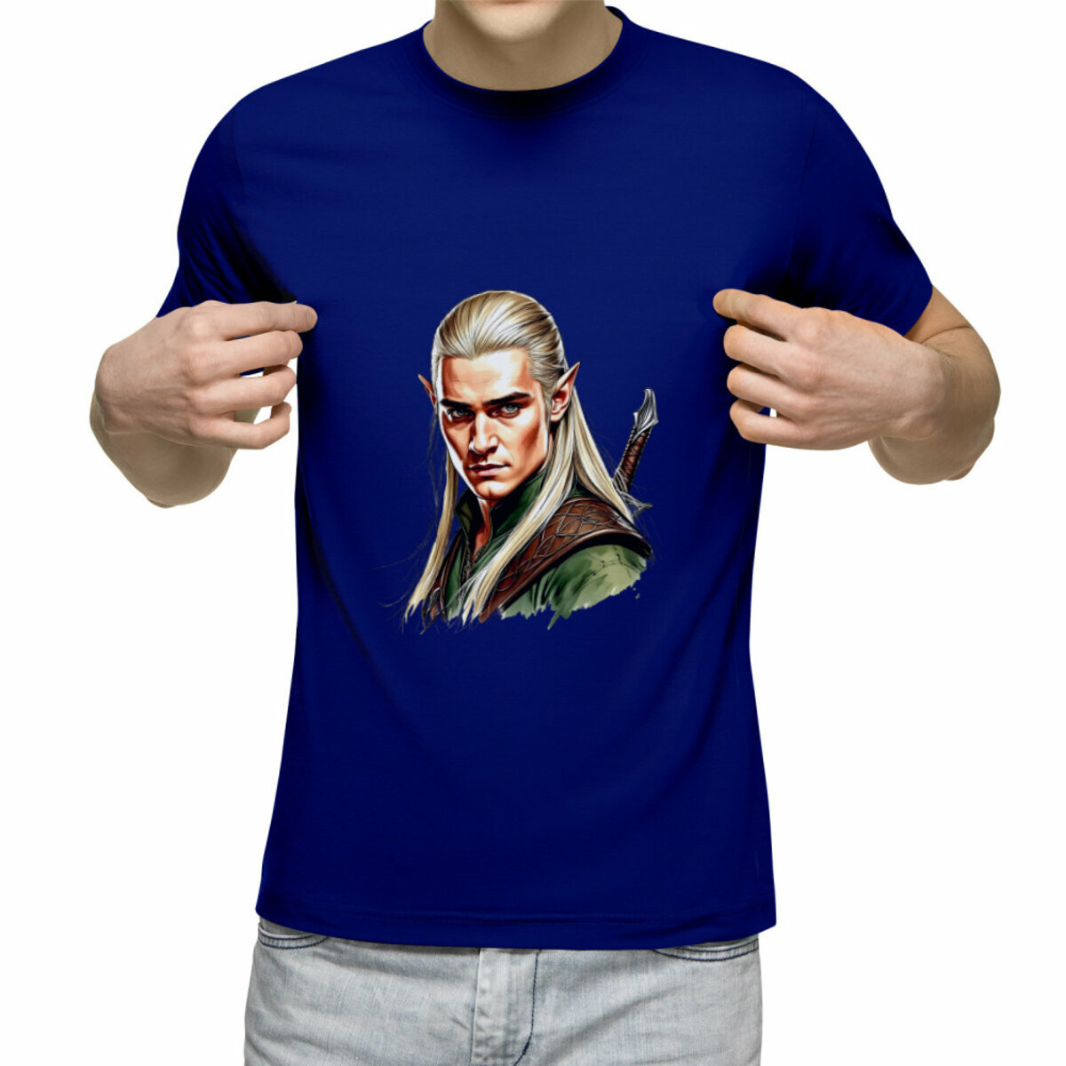 Мужская футболка «Эльф Леголас» (синий, 2XL)