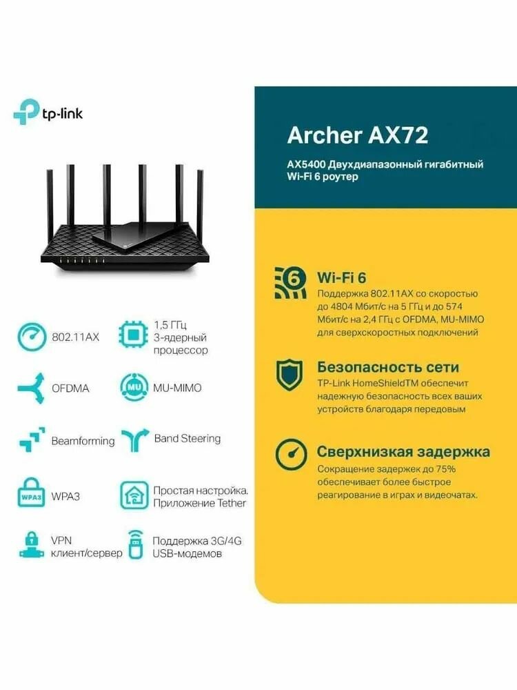 Wi-Fi роутер TP-Link ARCHER AX72 — фото 1