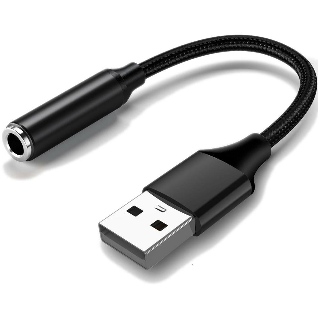 Бraided-кабель USB–3,5 мм, Черный
