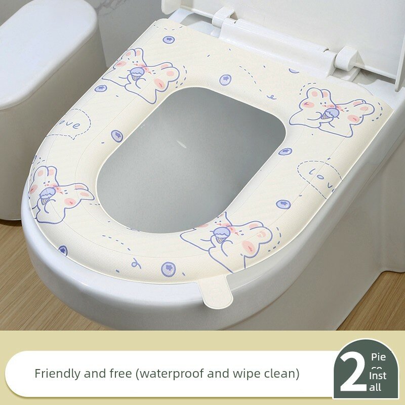 Пенополиуретановая силиконовая сидушка для унитаза водонепроницаемая и устойчивая к пятнам, рисунок кролик, комплект из