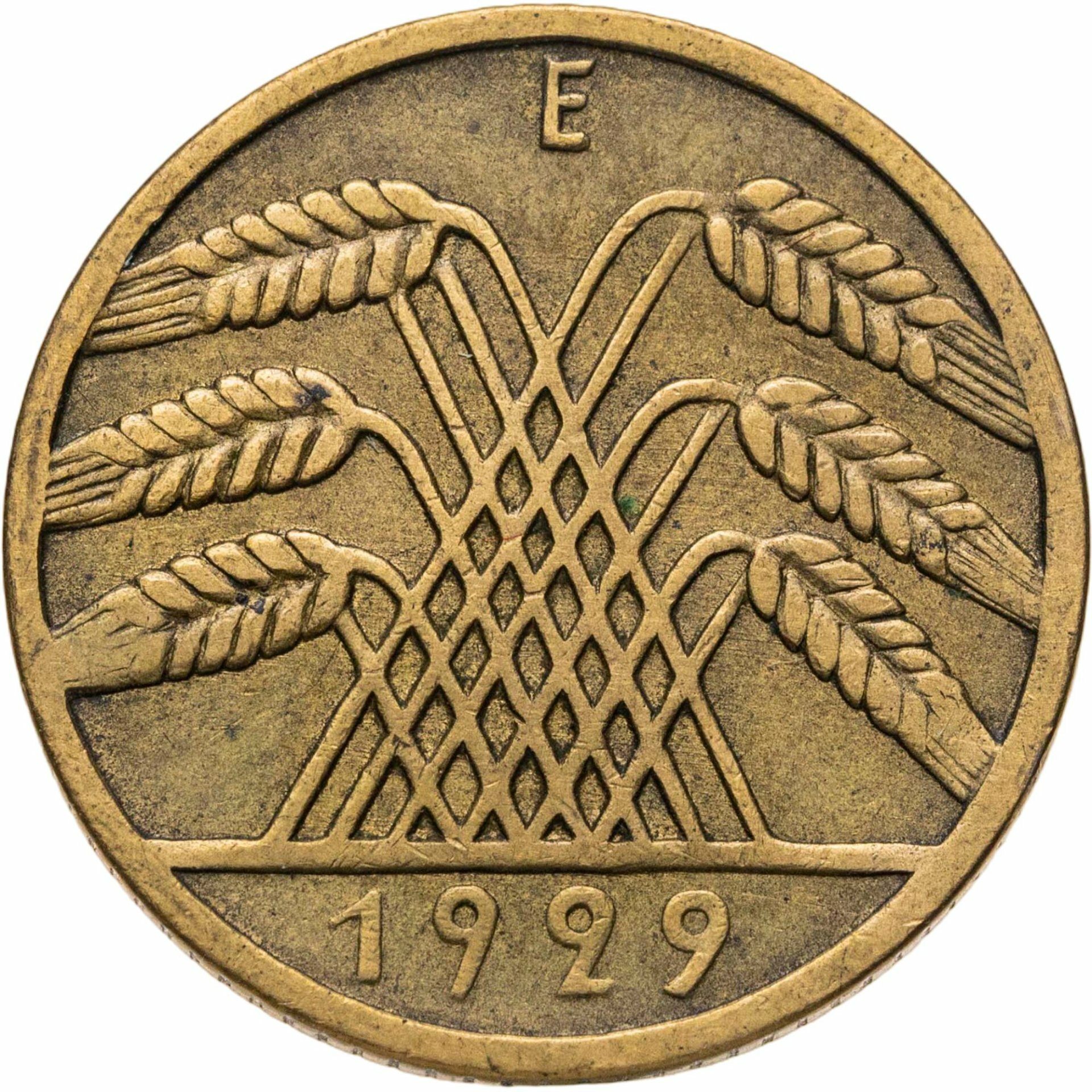 Германия 10 рейхспфеннигов (reichspfennig) 1929 E знак монетного двора "E"  — Мульденхюттен