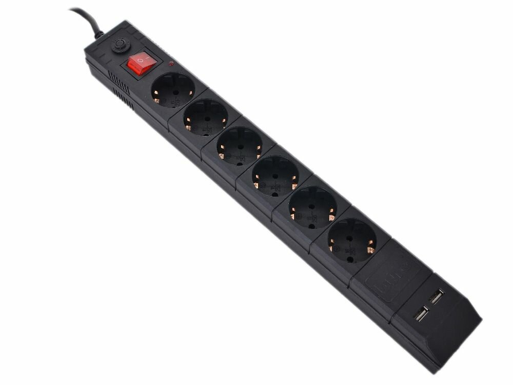 Сетевой фильтр Buro BU-SP3_USB_2A-B черный