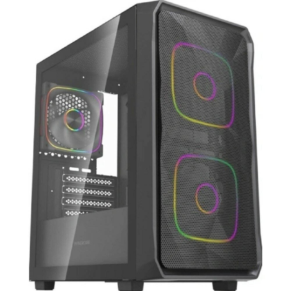Powercase Корпус Корпус Mistral SM06 ARGB, Tempered Glass, 3x120mm ARGB PWM fans, чёрный, mATX CMMSM06B-A3