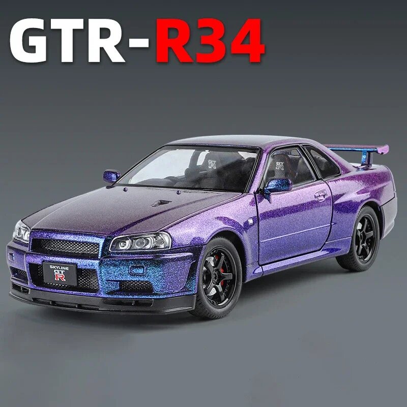 Модель автомобиля Nissan Skyline GTR-R34 1:24, фиолетовый