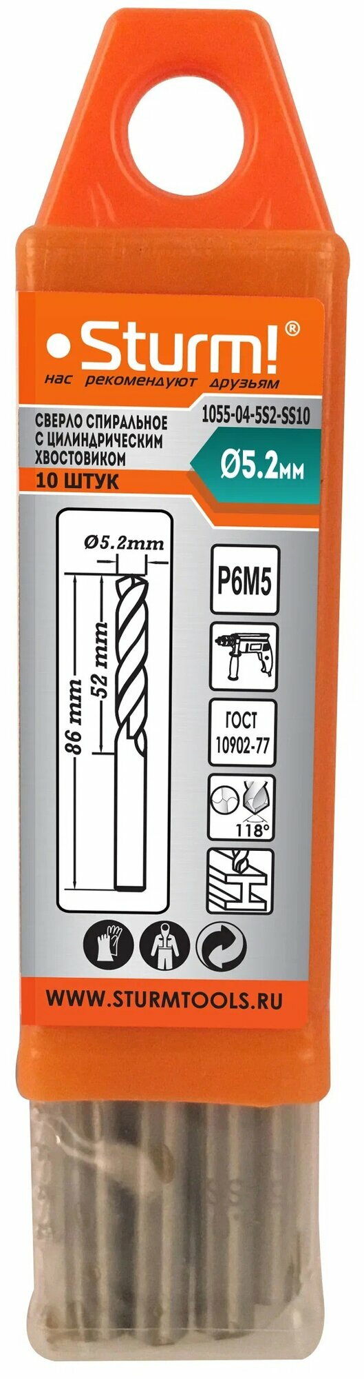 Сверло по металлу Sturm 5,2х86 мм 1055-04-5S2-SS10