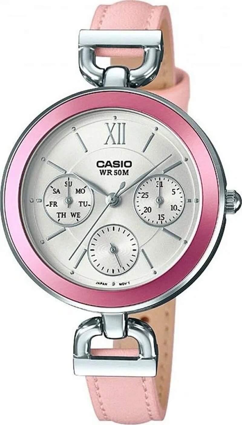 Наручные часы CASIO, пыльная роза, серебряный