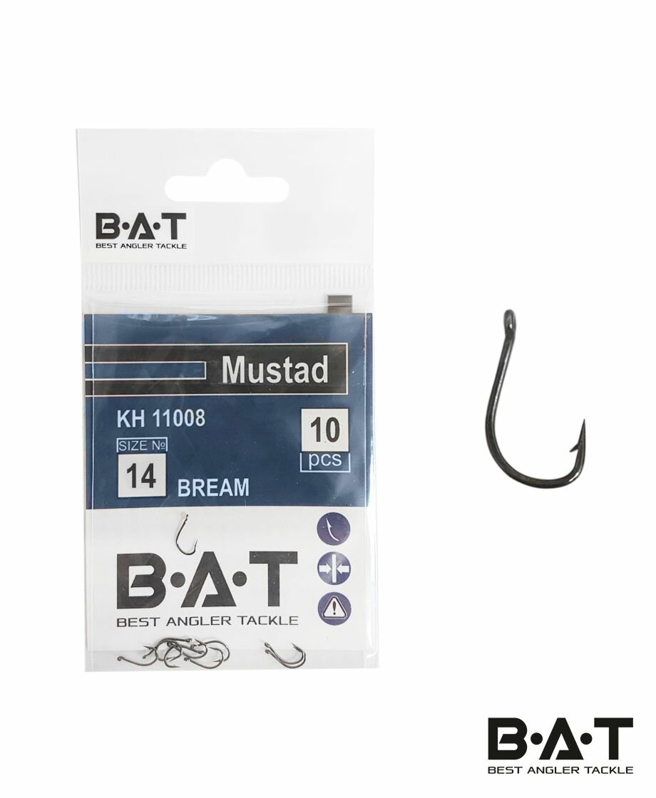 Крючки BAT Mustad КН 11008 Bream (№ 14) упаковка 50 штук