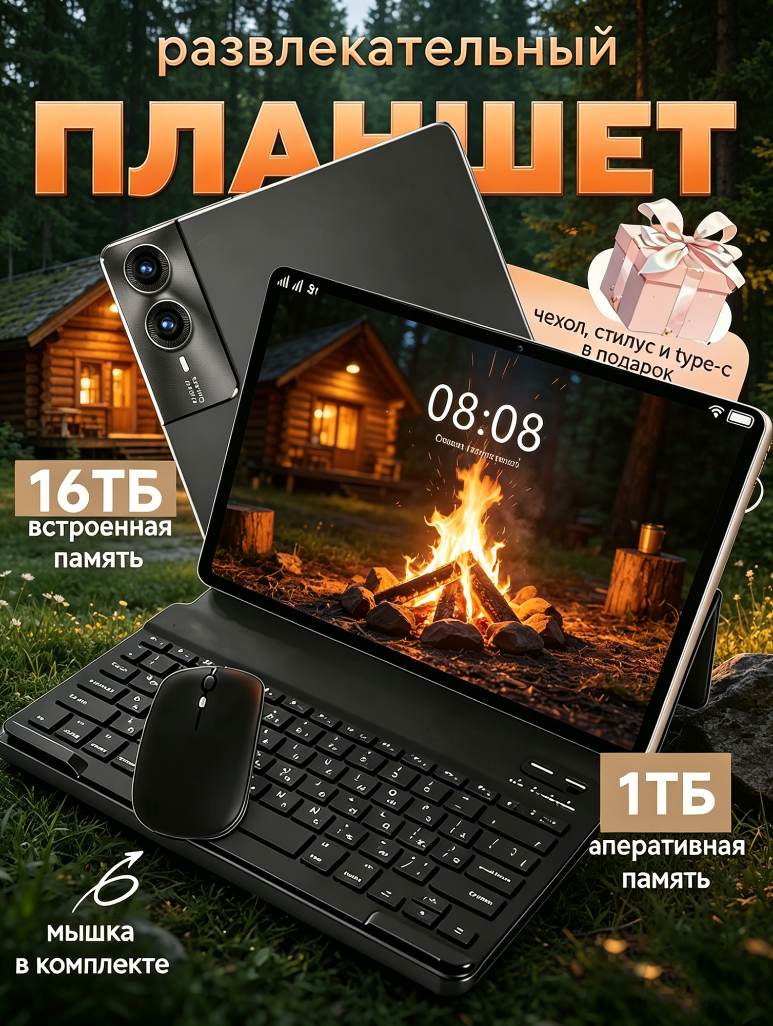16ГБ+1024ГБ LTE Игровой планшет на Android Galaxy S13 с клавиатурой и мышкой 10000 мАч 12,8 дюймов