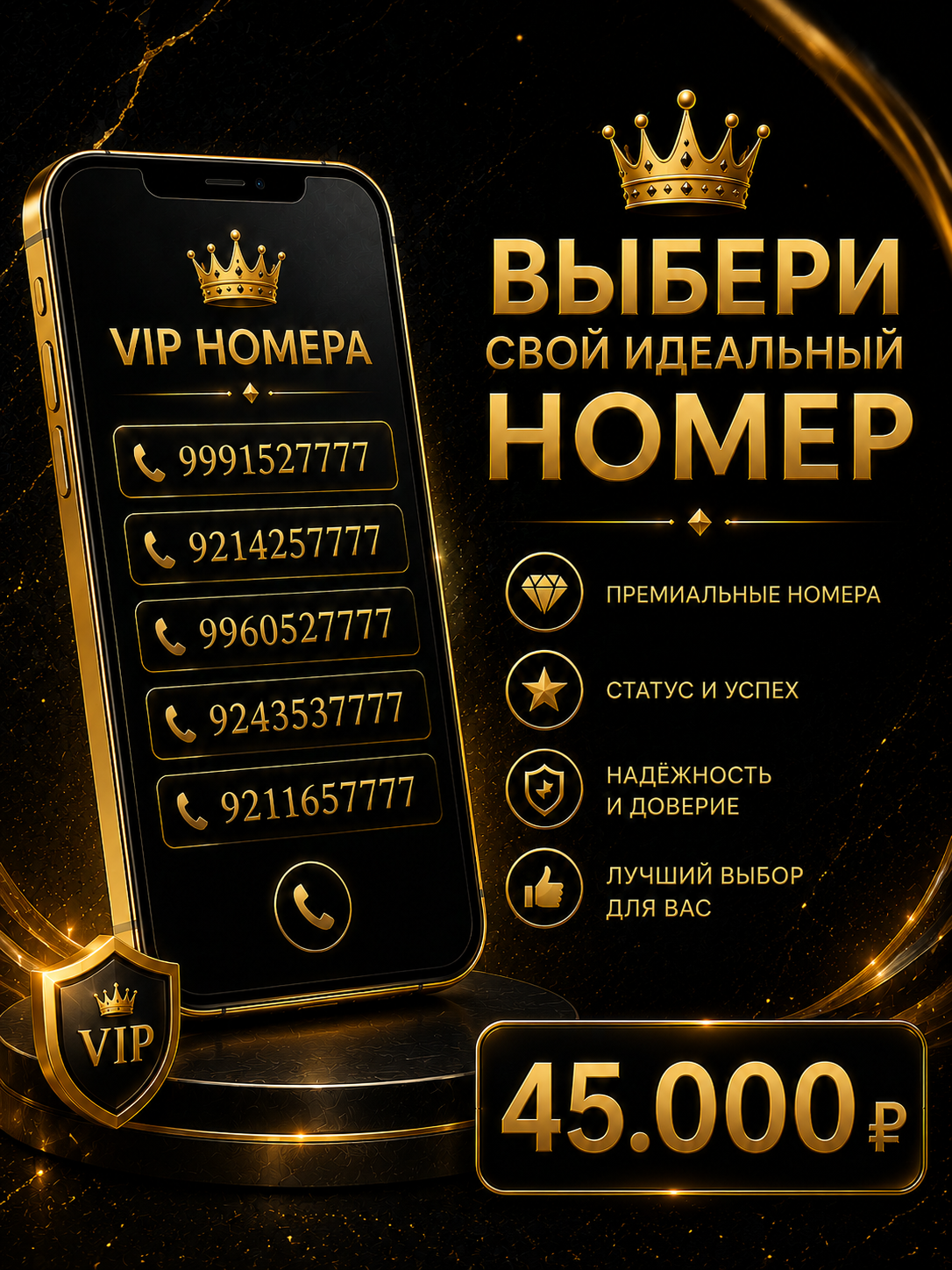 SIM-карта "Красивый номер", федеральная связь, безлимитный трафик, оформление по паспорту