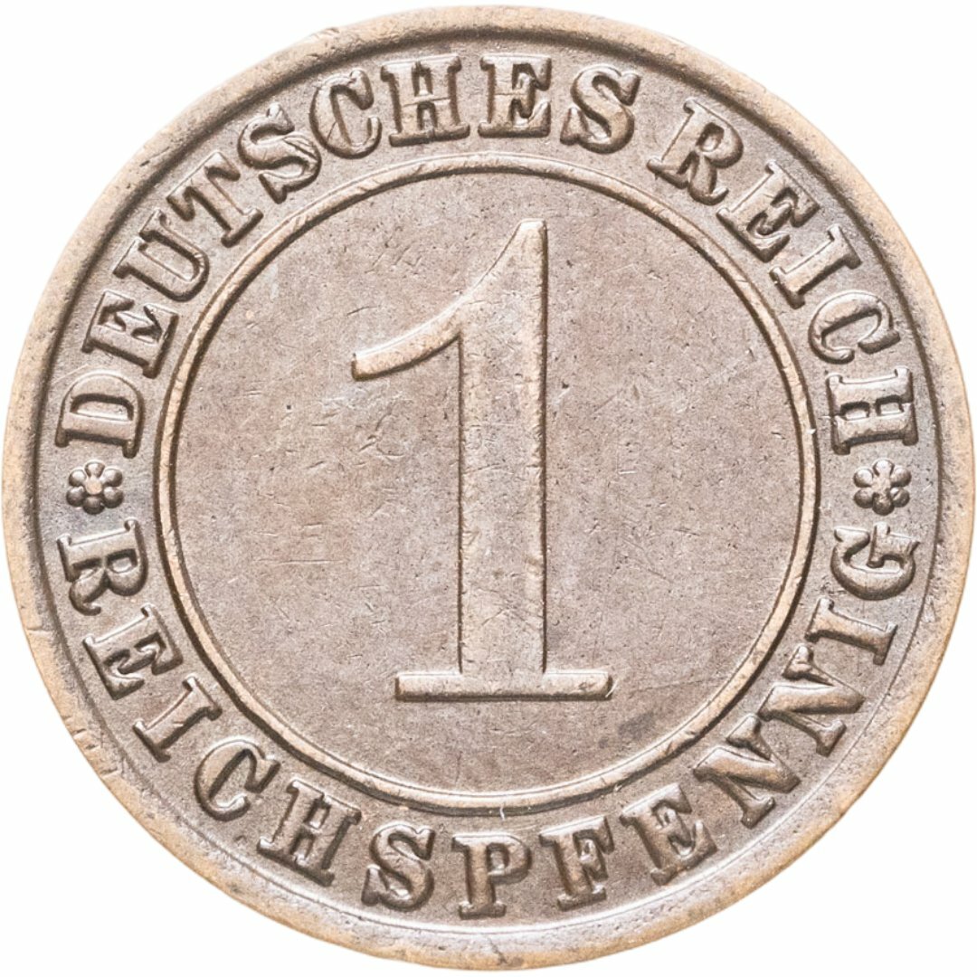 Германия 1 пфенниг рейхспфенниг 1931, знак монетного двора "A" — Берлин, Бронза, в сохранности XF