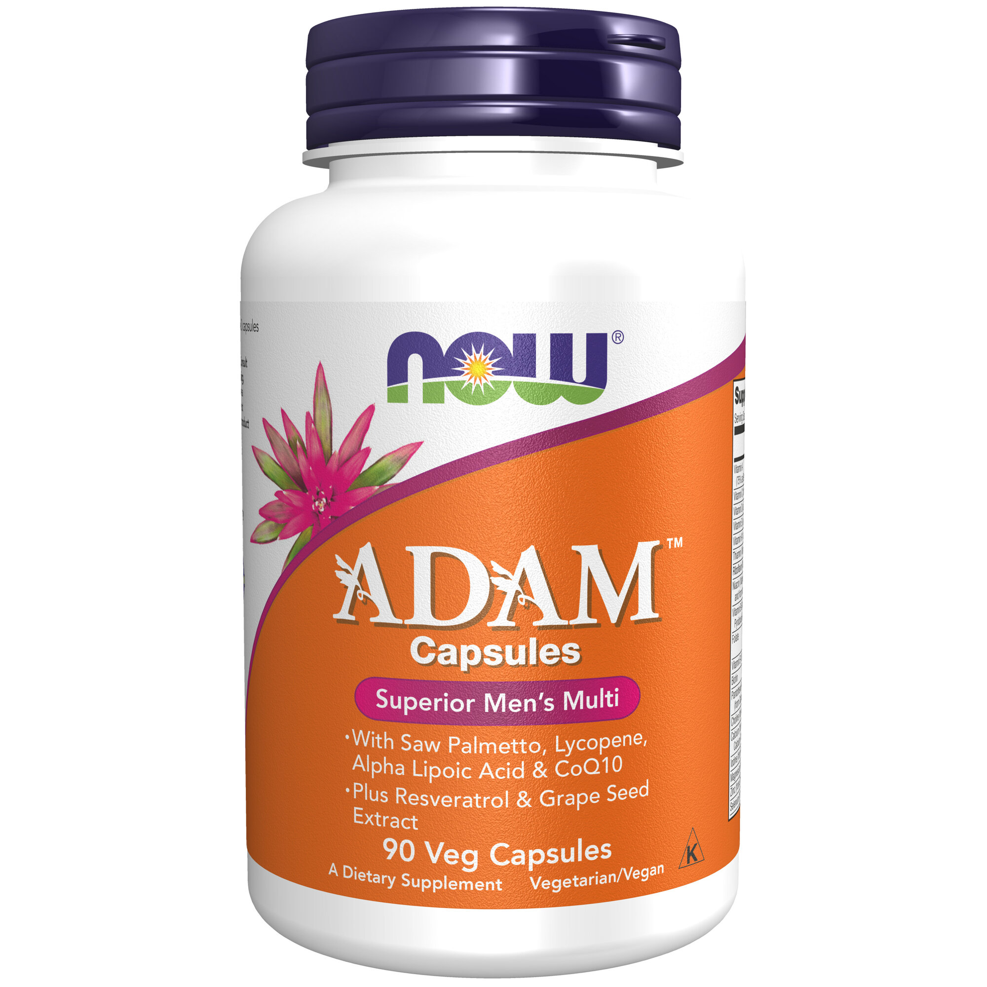 NOW Adam Men's, Мультивитамины для мужчин, 90 растительных капсул, Витамины для иммунитета, для здоровья простаты