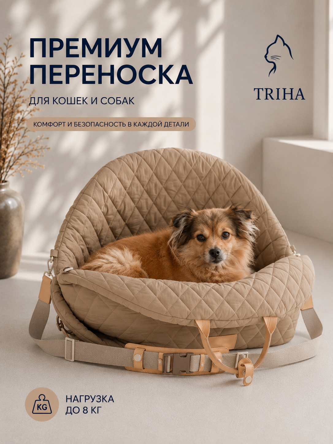 Сумка переноска-автокресло для собак Премиум, размер 47 см. * 40 см. * 34 см.