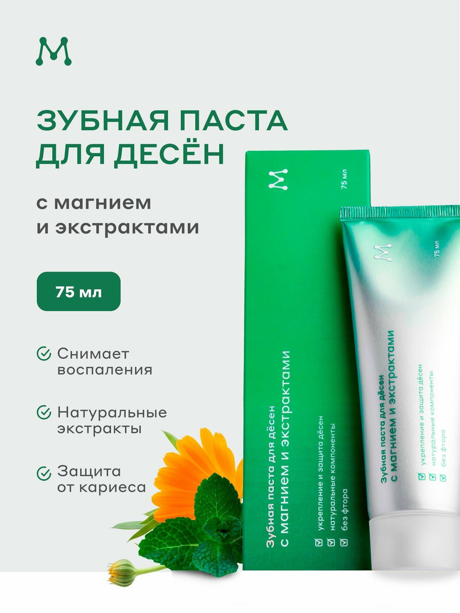 Зубная паста защита десен с магнием и экстрактами