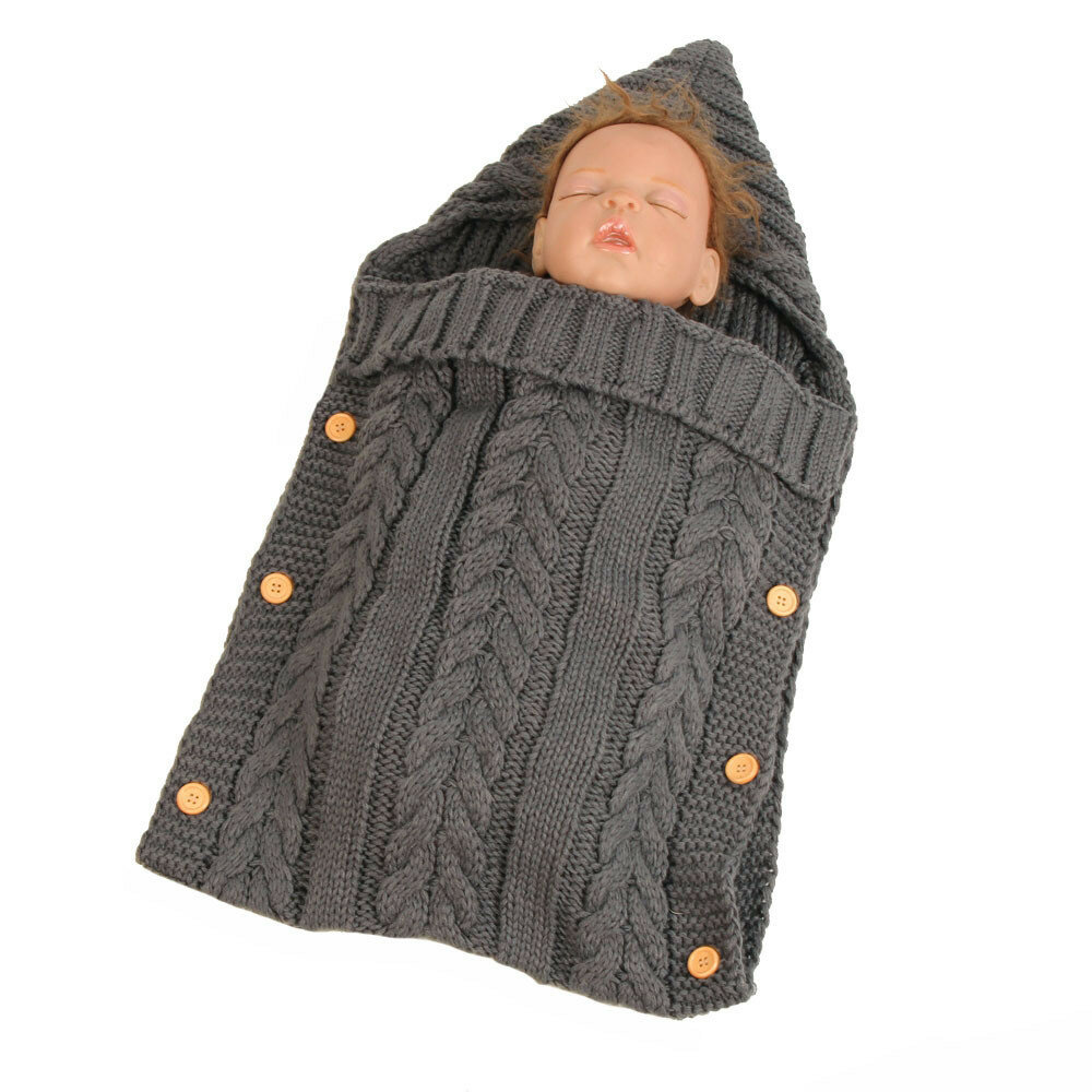 Baby wool sleep sack for toddlers with button closure for home and travel, dark gray