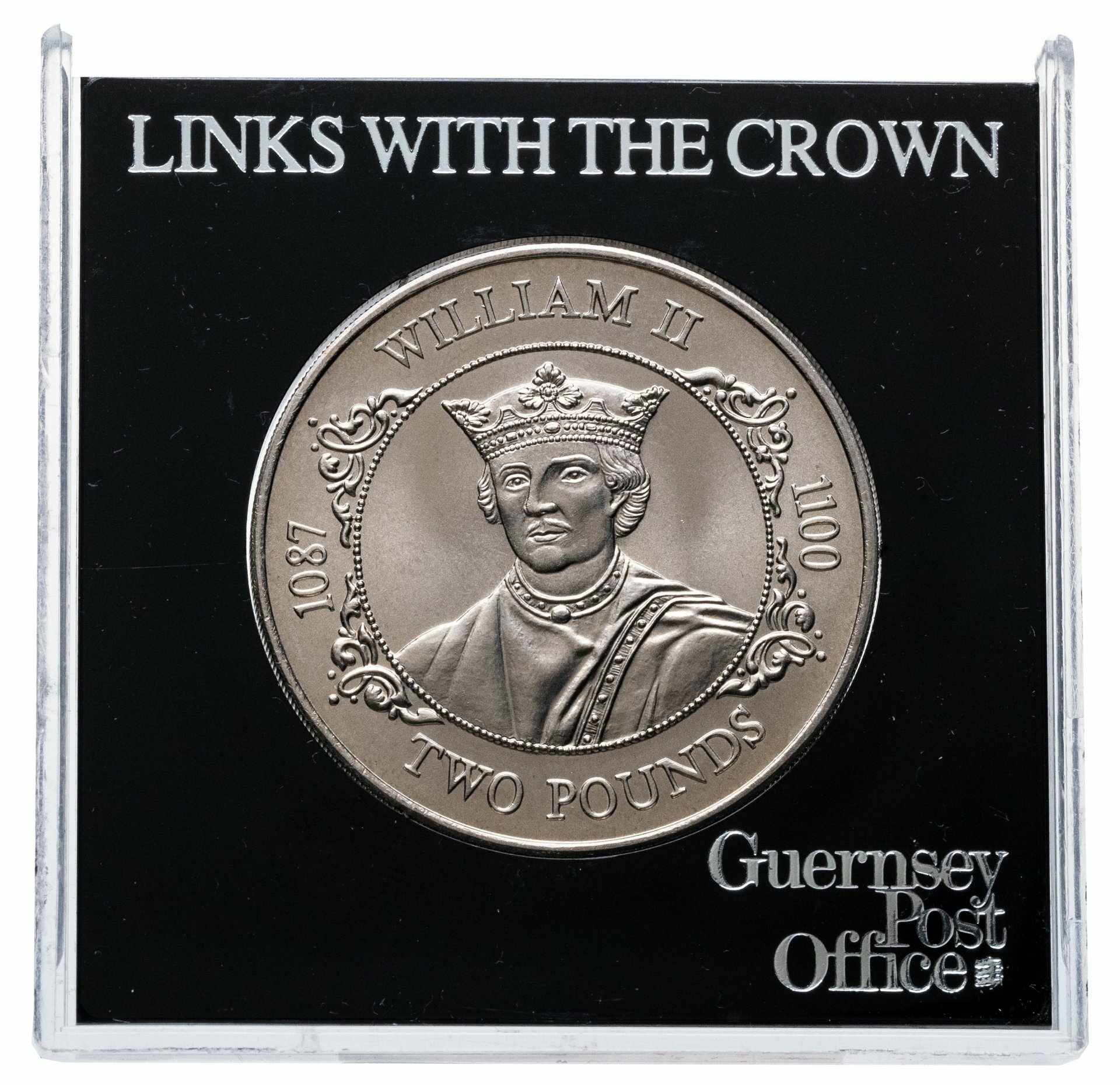 Гернси 2 фунта pounds 1988 Короли Англии - Вильгельм II, в оригинальном футляре, Мельхиор медь-никель, в сохранности UNC