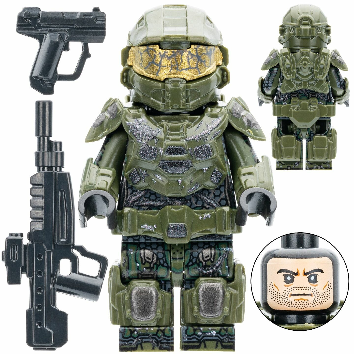 Коллекционные минифигурки Мастер Чиф из игры Halo, оружием, совместим с лего