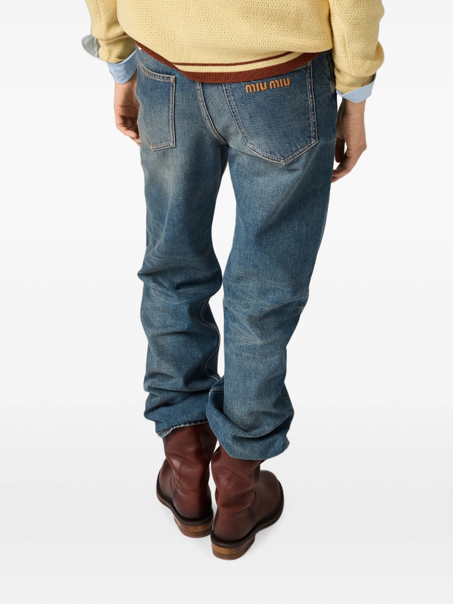 Джинсы Miu Miu Five-pocket denim jeans, размер 42, синий — фото 1