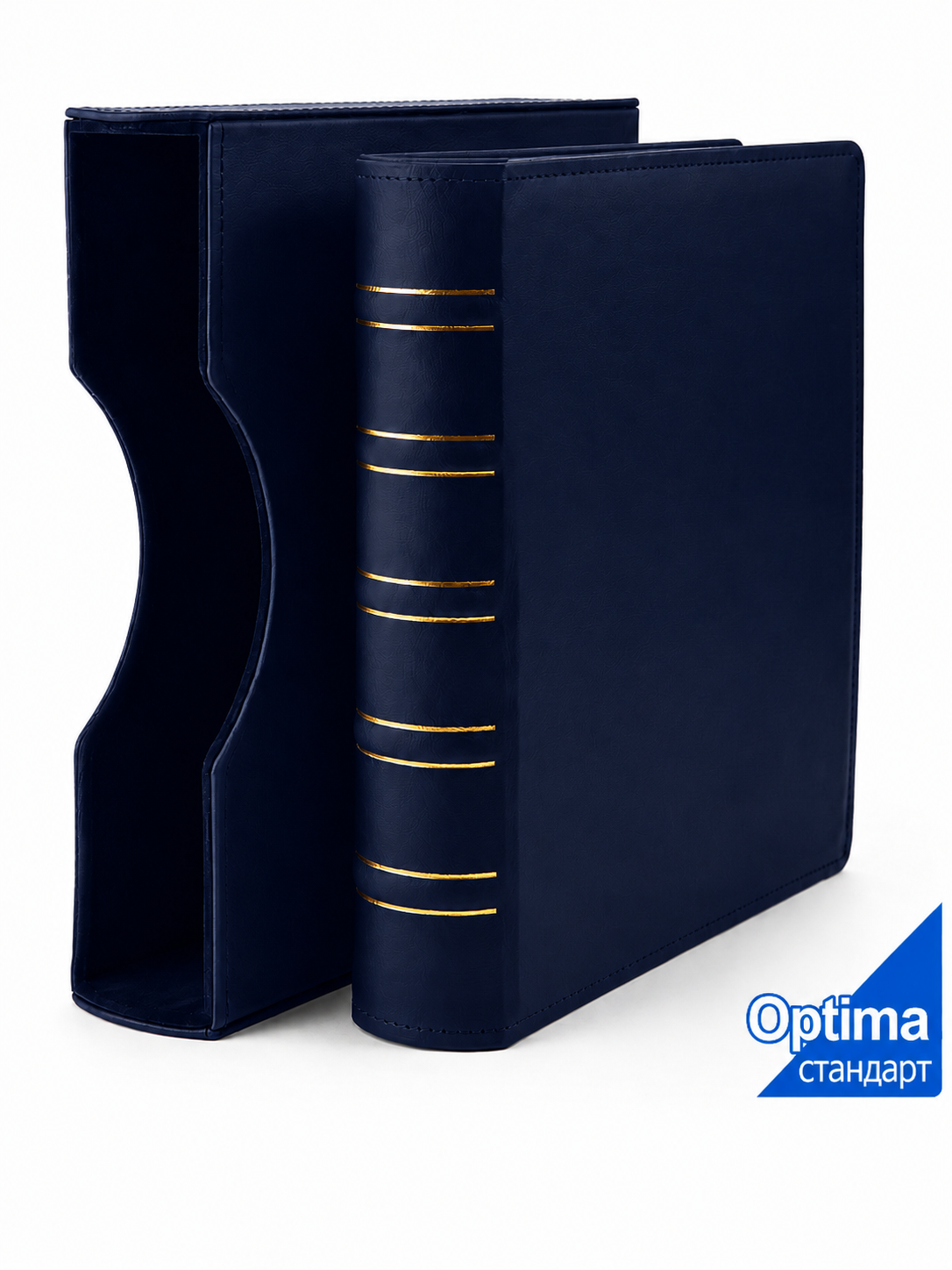 Альбом Optima для монет, банкнот, открыток и марок, в футляре - синий. МК