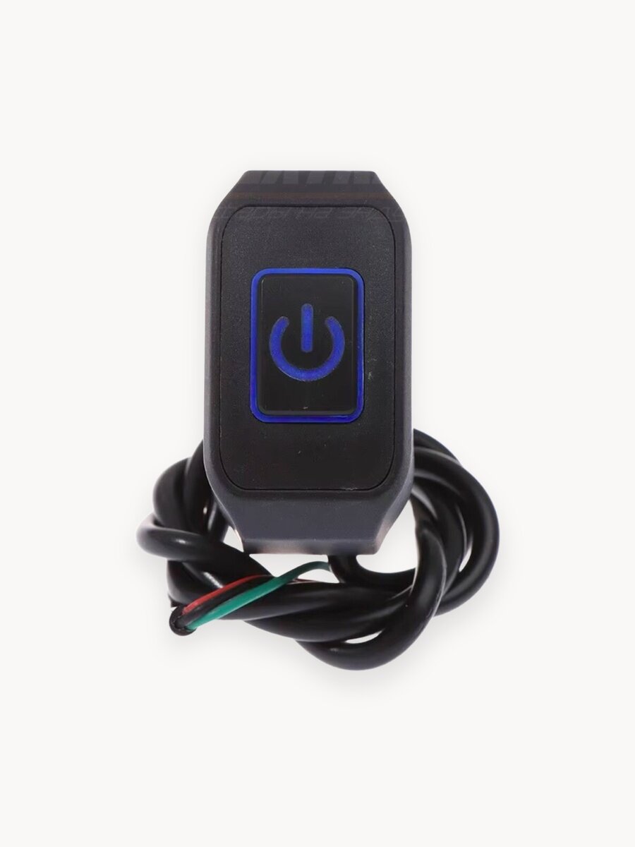 Водонепроницаемая кнопка на руль мотоцикла пульт с фиксацией и подсветкой влагостойкая синяя