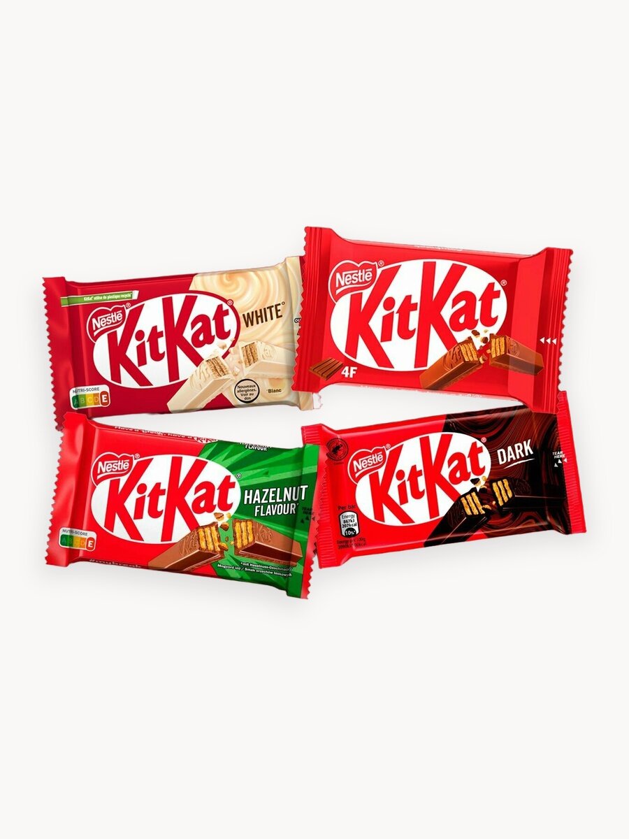 Набор - шоколадные батончики KitKat 4 Fingers, 4 вкуса, 41,5 гр