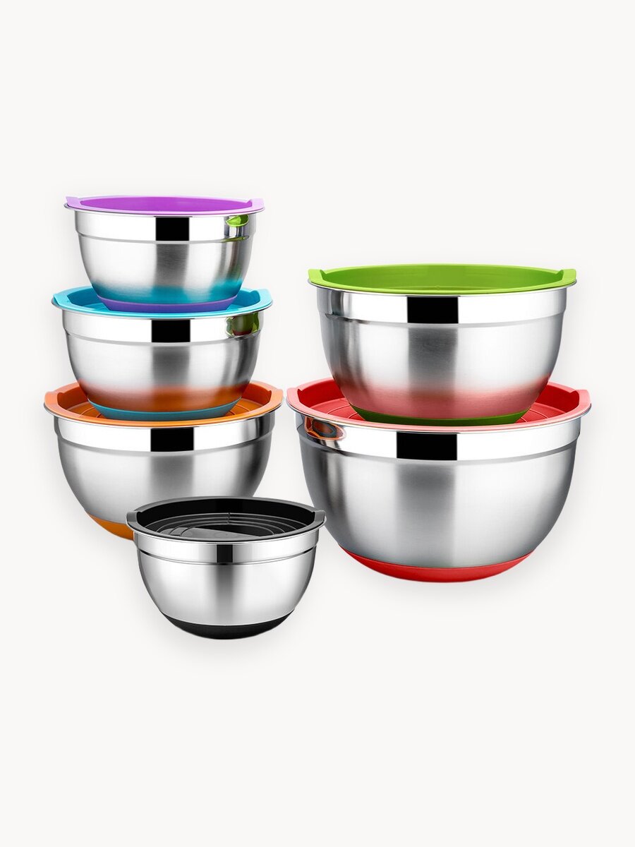 Набор мисок с крышками из нержавеющей стали