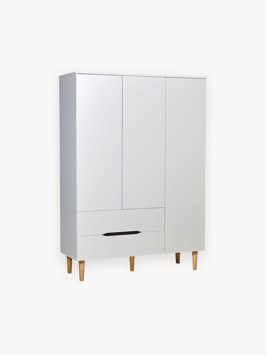 Шкаф трехсекционный Polini kids Simple 3615, с ящиками, белый-натуральный