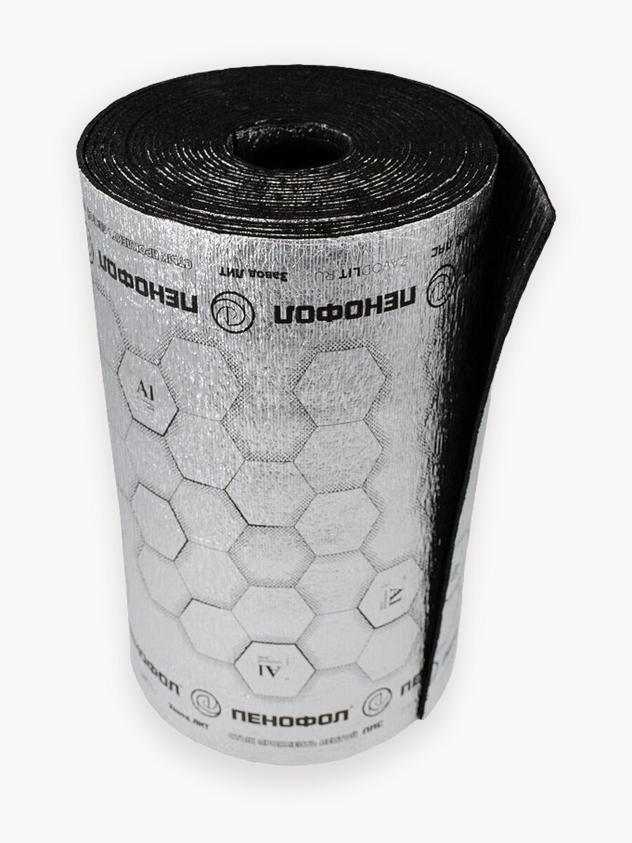 Отражающая теплоизоляция Пенофол фольгированный тип С толщина 20 мм Black / черный 0,6 х 10 м