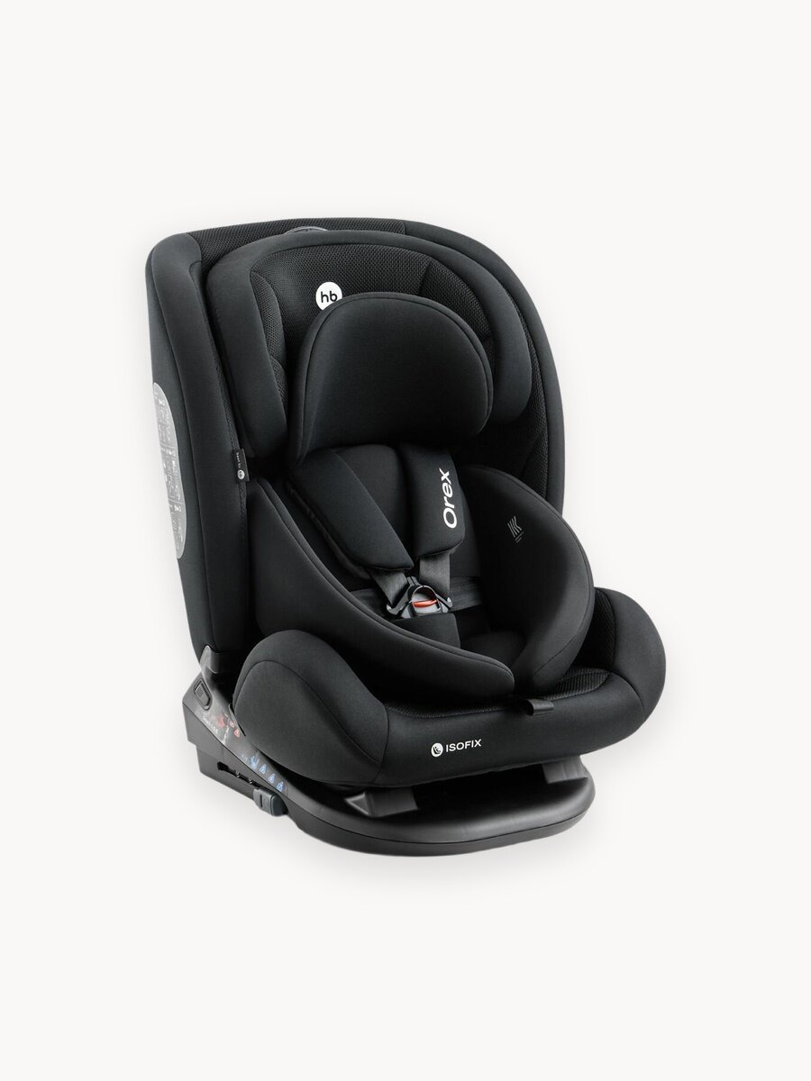 Автокресло детское от 0 до 12 лет Orex Happy Baby, крепление Isofix с базой, Top Tether, KD06, глубокий черный