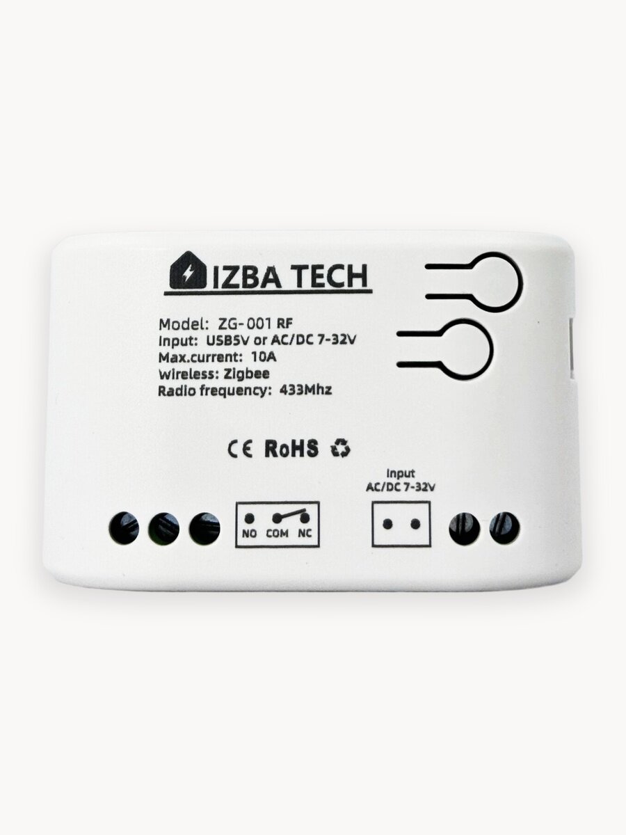 Умное реле ZIGBEE, RF, 10А, 7-32В, контроллер с сухим контактом, с корпусом