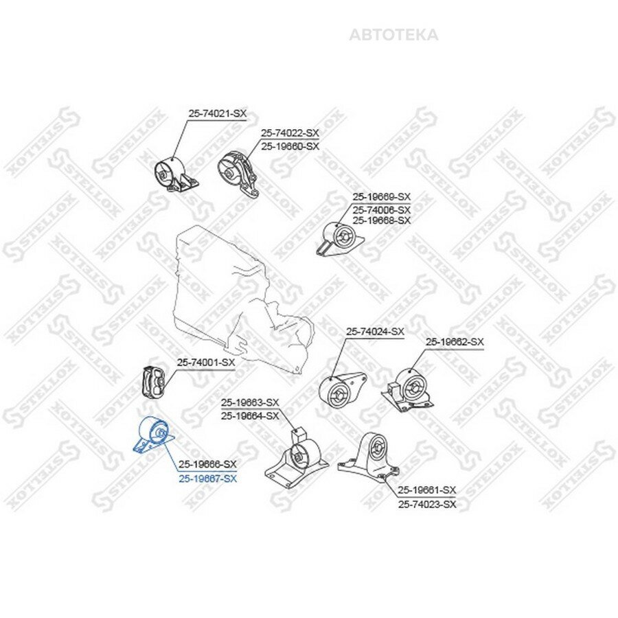 Подушка двигателя передняя Nissan Primera P11 96-01 STELLOX 2519667SX