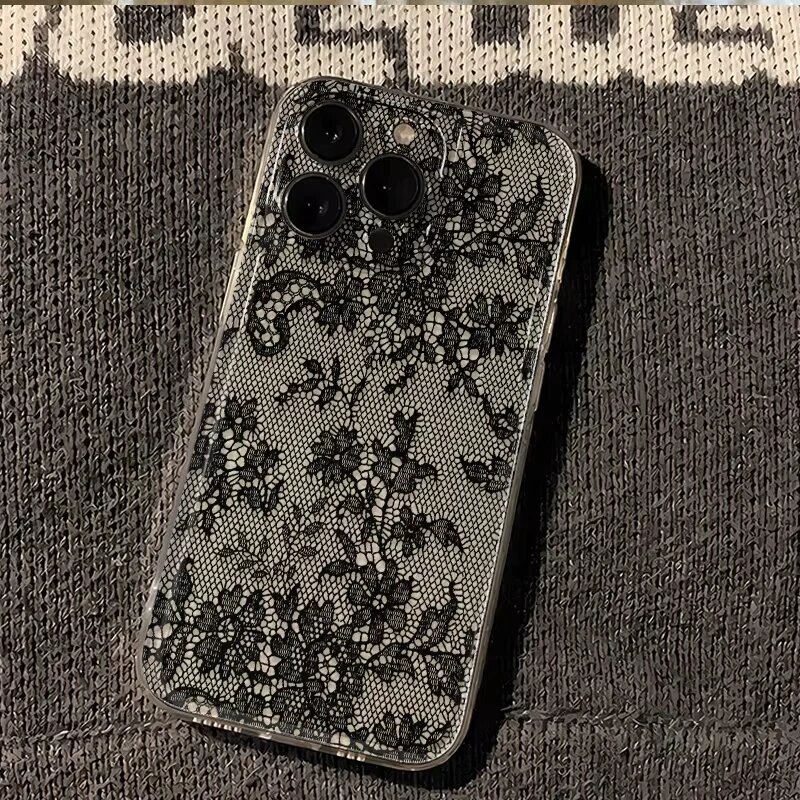 Прозрачный защитный чехол с кружевным цветочным узором для iPhone Clear-LZX061423, For iphone 16 E
