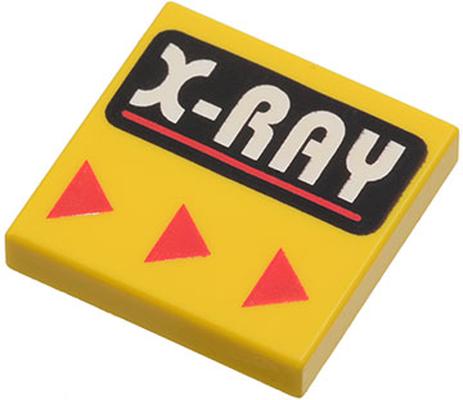 Деталь Lego 3068px30 Tile 2 x 2 with White 'X-RAY' and Red Line on Black Rounded Rectangle, Red Triangles Pattern