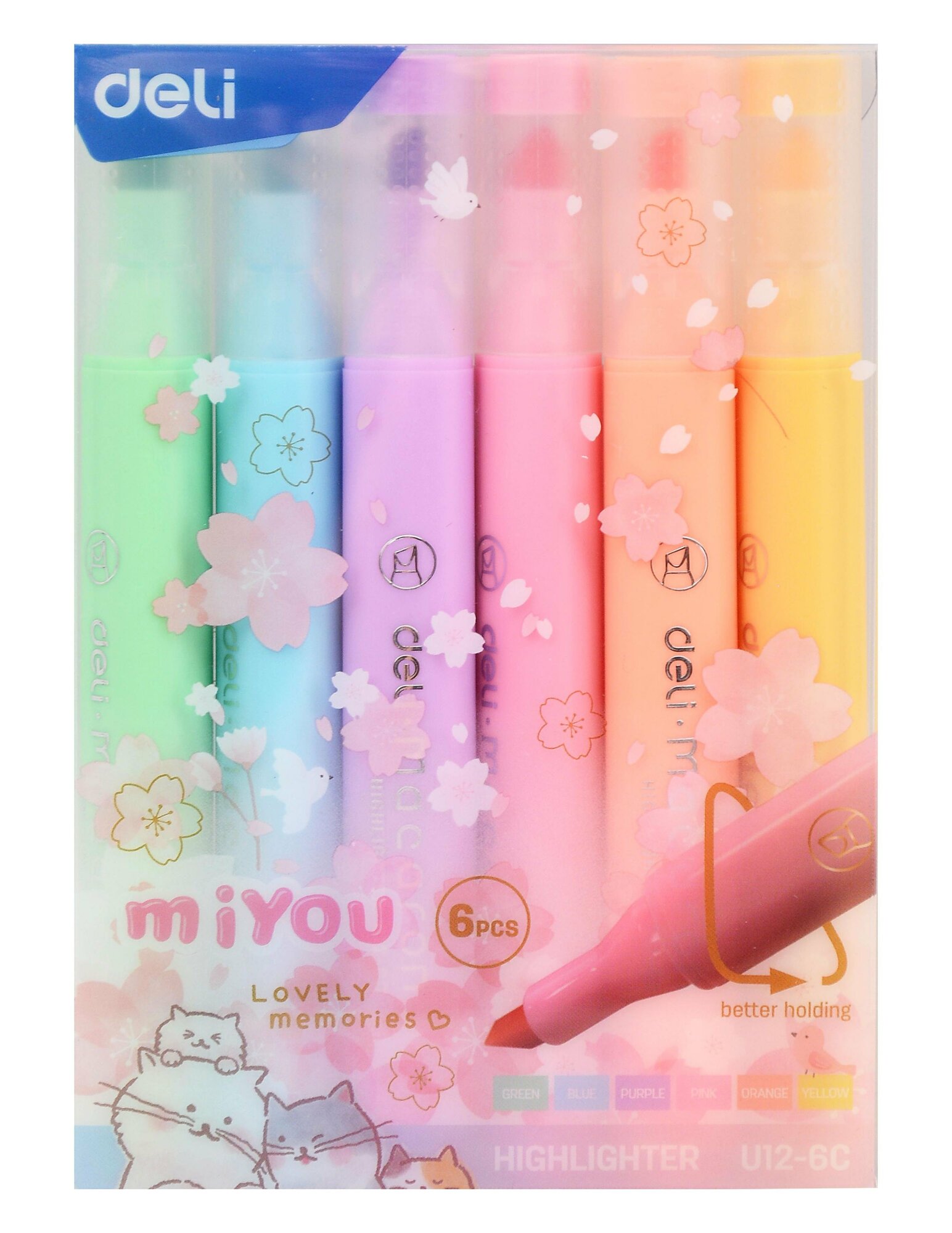 Текстовыделители 06цв "MiYou" скош. наконечник, 1-5мм, Deli