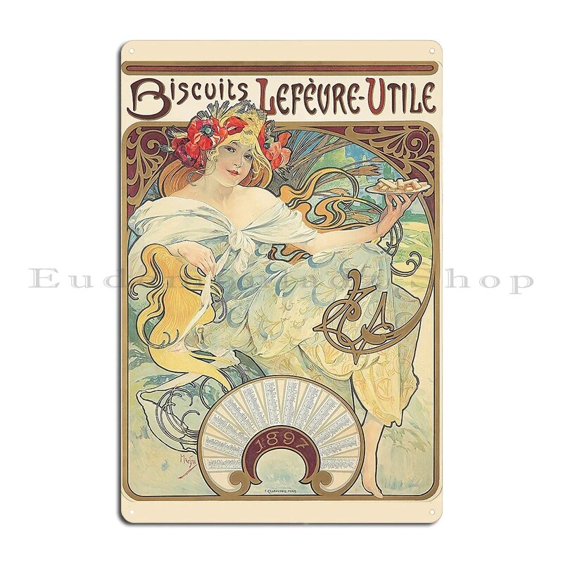 Металлическая табличка Biscuits Lefevre Utile, 14x20cm, LFW0038-10