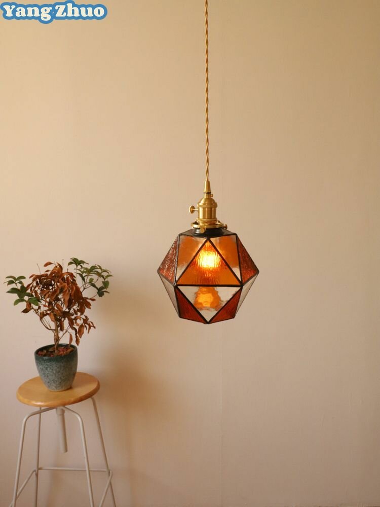 Подвесная люстра из латунного стекла в стиле ретро