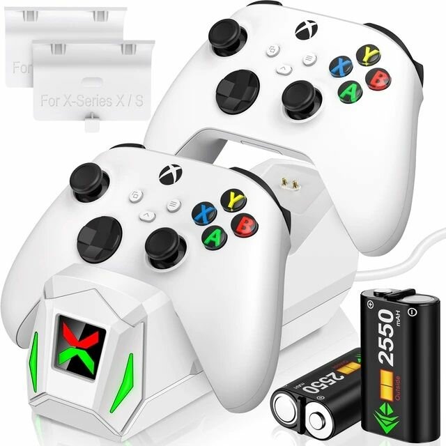 Зарядная станция MyPads + 2 аккумулятора 2550mAh Xbox One S/X и Xbox Series S/X Beboncool белая