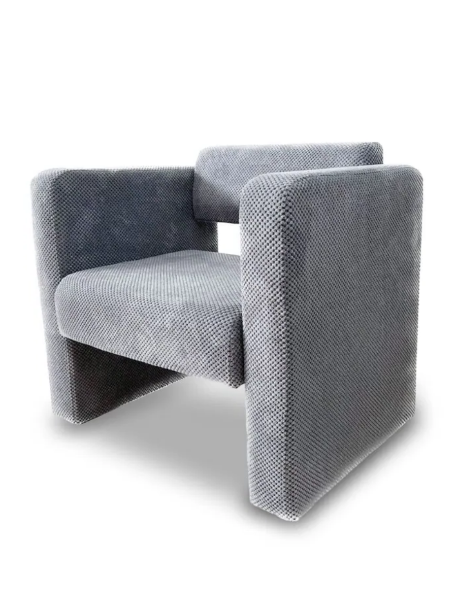Кресло плаза 78х61х71 см, нераскладное, серый плюш-велюр