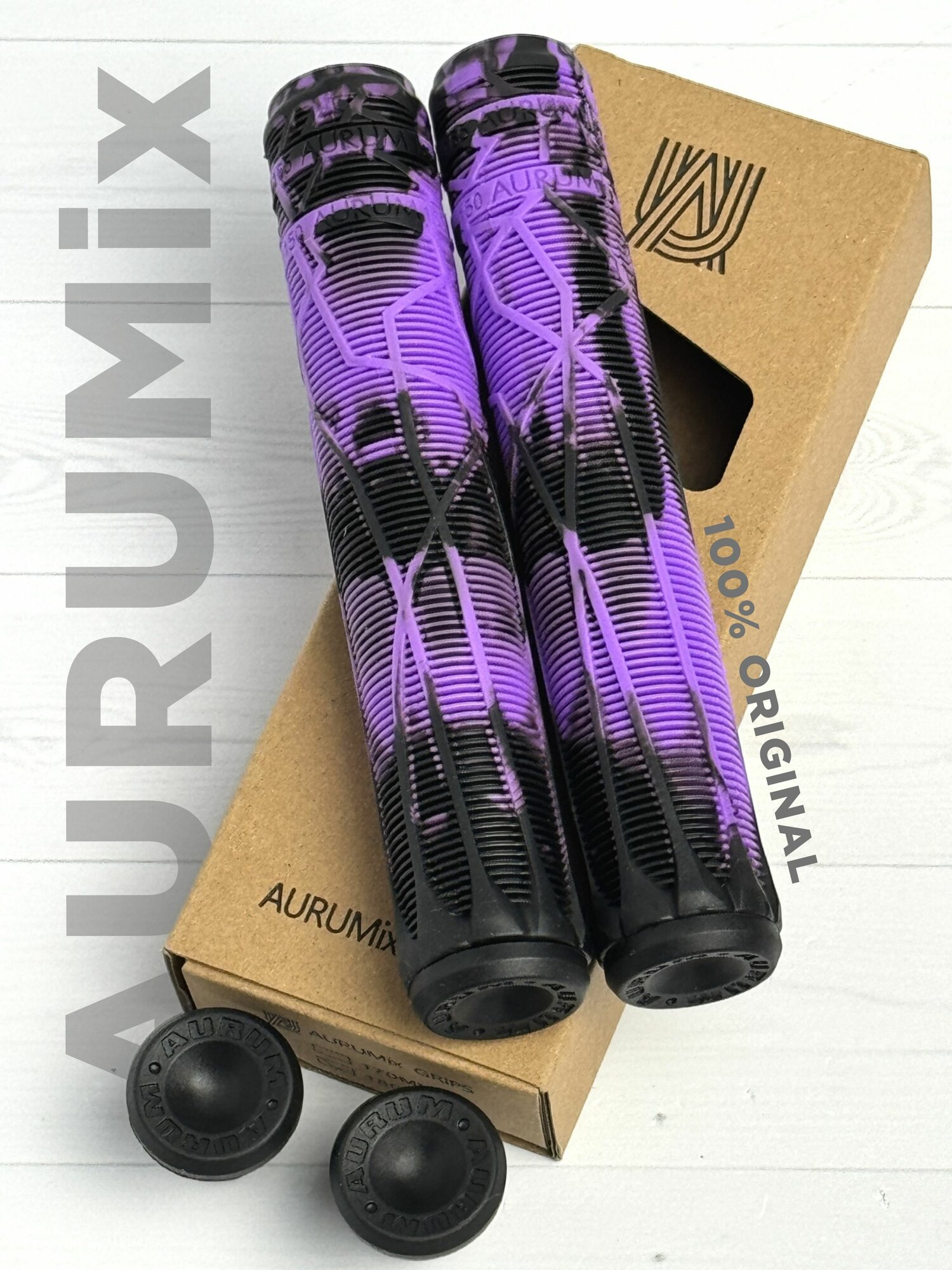 Грипсы AURUMix One Eighty 180мм Сиреневый/черный