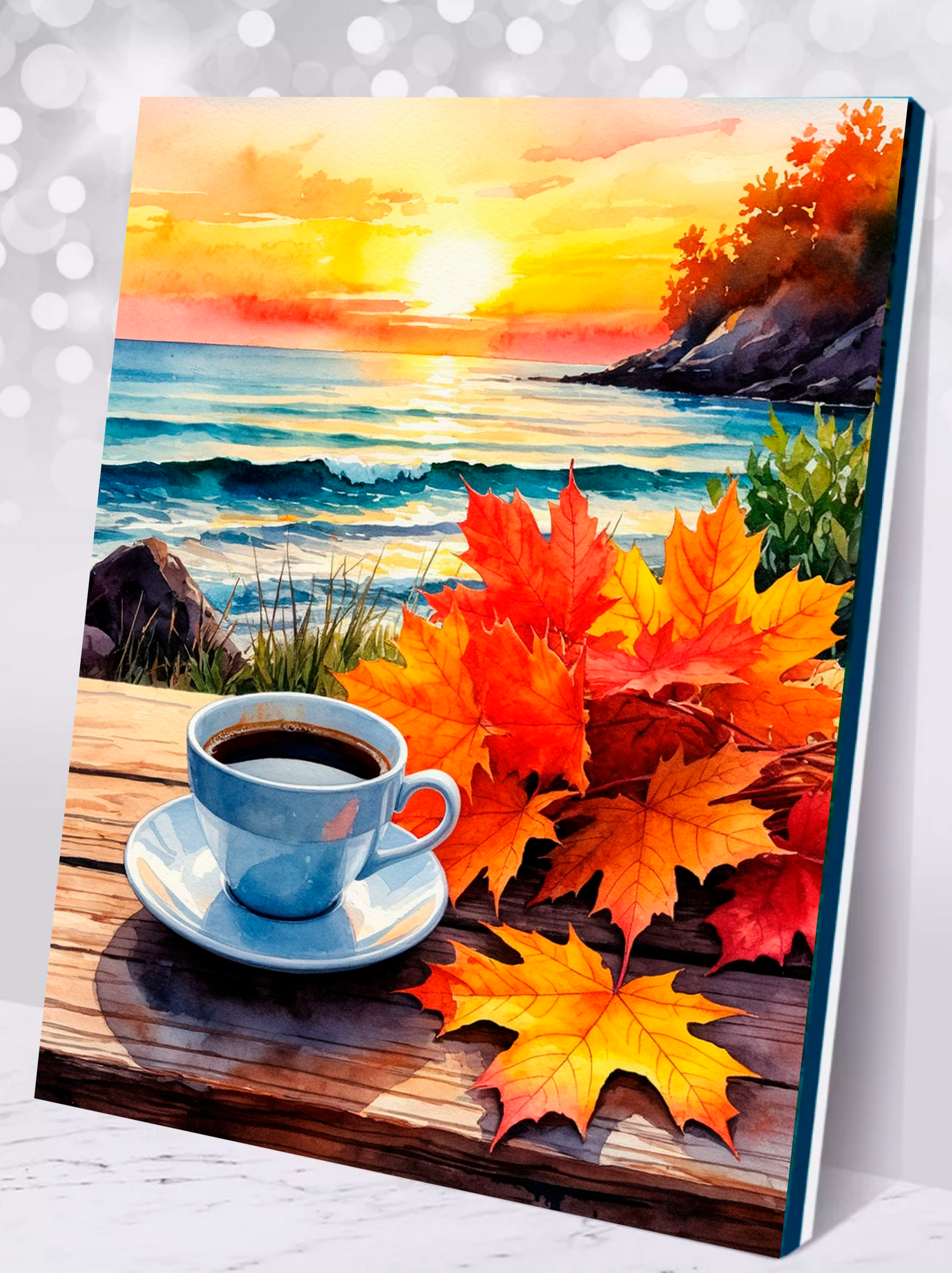 Картина по номерам Осень на море 40х50 см, хлопковый холст на подрамнике, акрил, Hobby Home