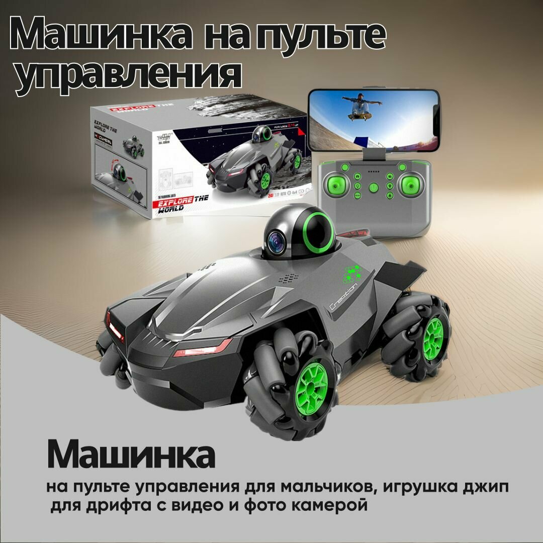 Машинка на пульте управления для мальчиков, игрушка джип для дрифта с видео и фото камерой